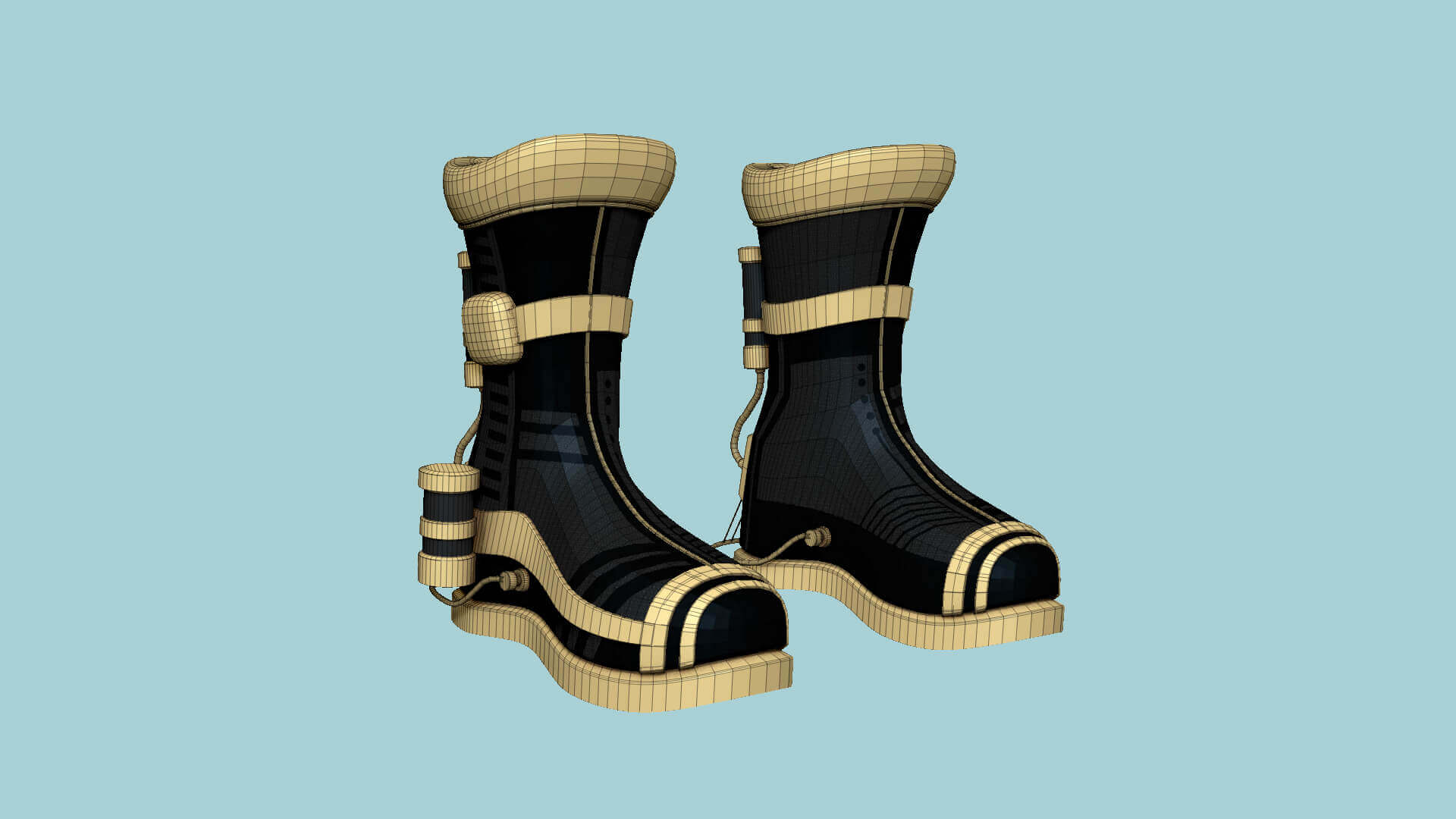 Sci-Fi Boot Model A 04 - Black and Gold by gsommer