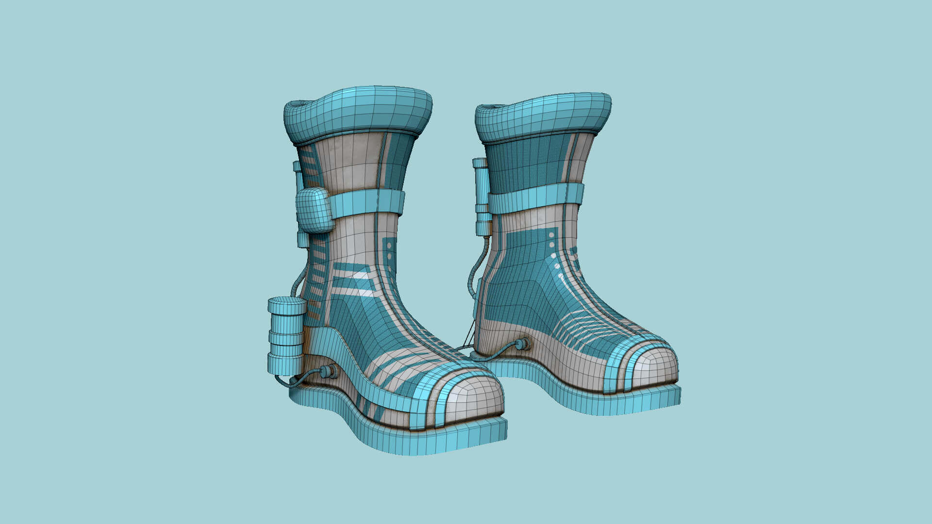 Sci-Fi Boot Model A 07 - White and Blue by gsommer