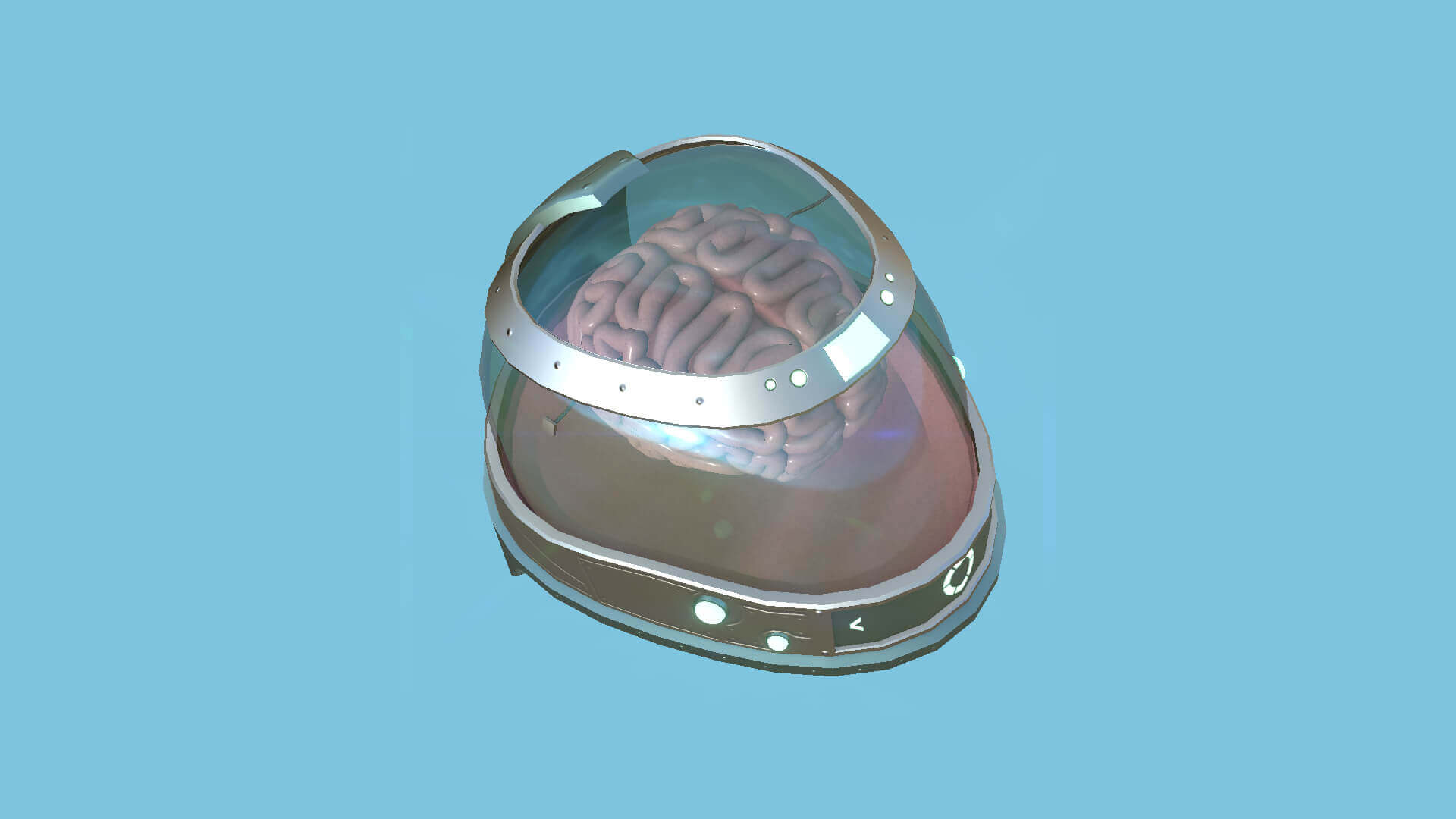 Sci-Fi Brain Helmet 01 - Aluminum 3D Model by gsommer