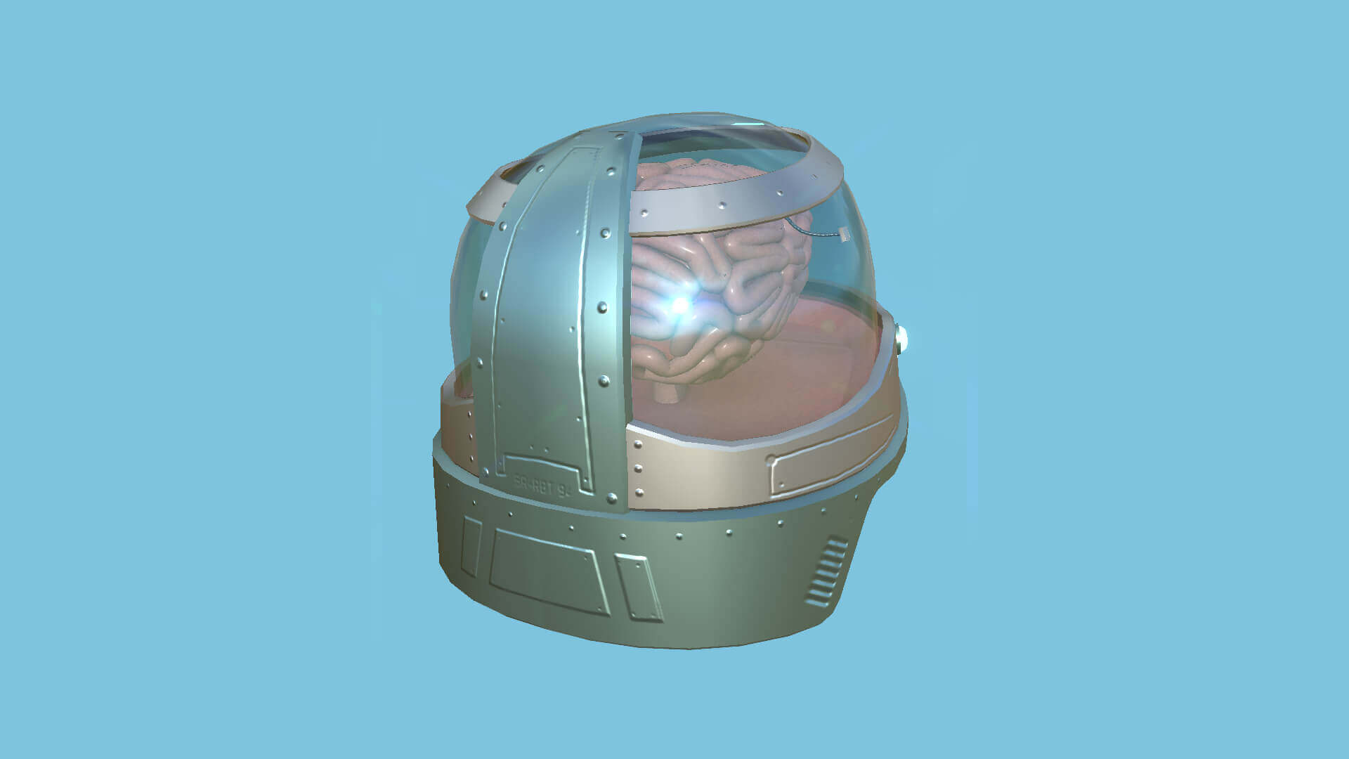 Sci-Fi Brain Helmet 01 - Aluminum 3D Model by gsommer