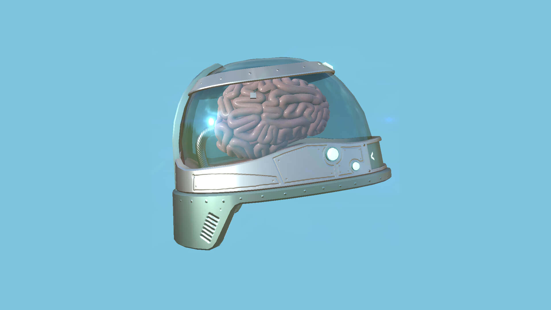 Sci-Fi Brain Helmet 01 - Aluminum 3D Model by gsommer