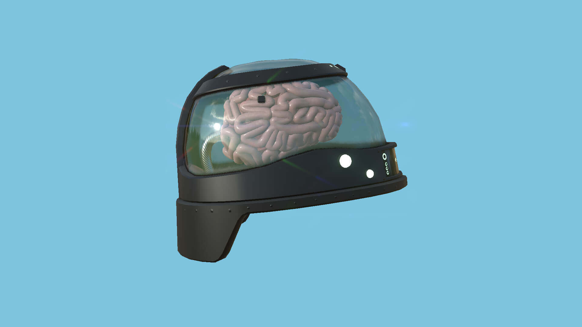 Sci-Fi Brain Helmet 03 - Black 3D Model by gsommer