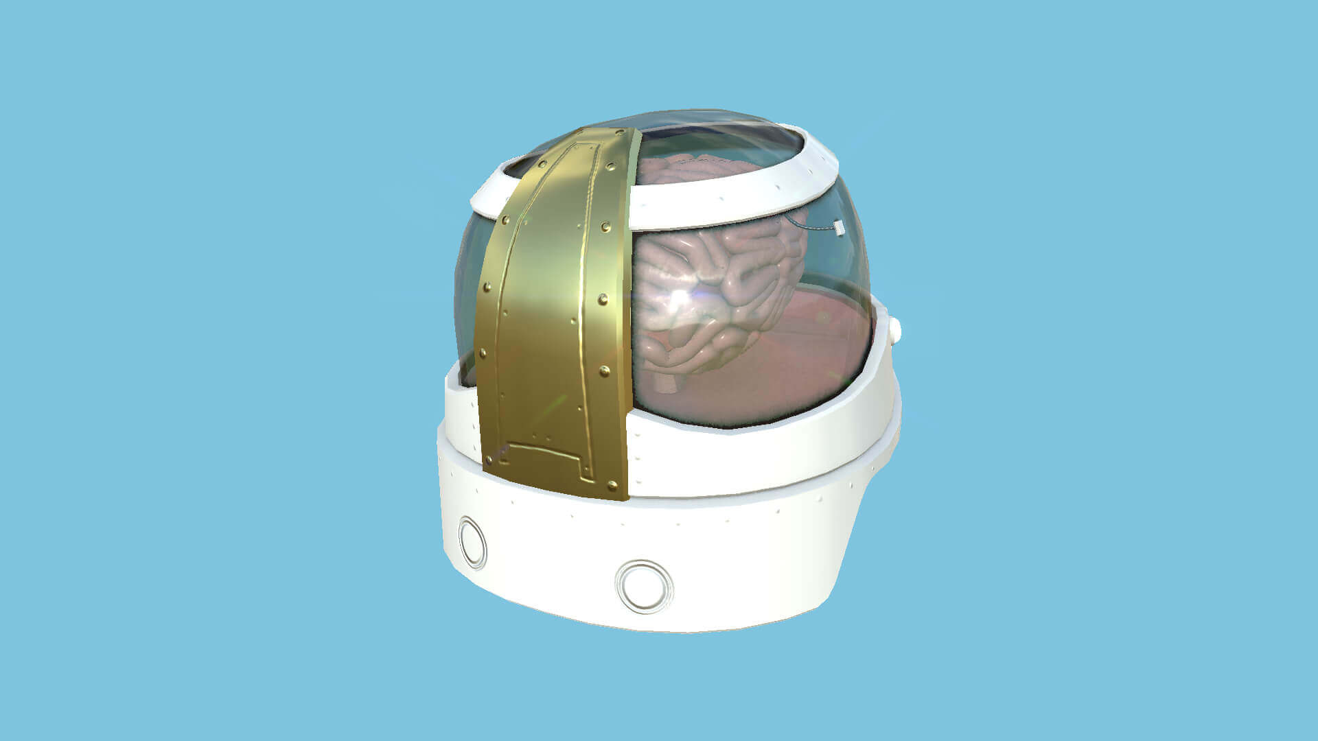 Sci-Fi Brain Helmet 04 - White and Gold 3D Model by gsommer