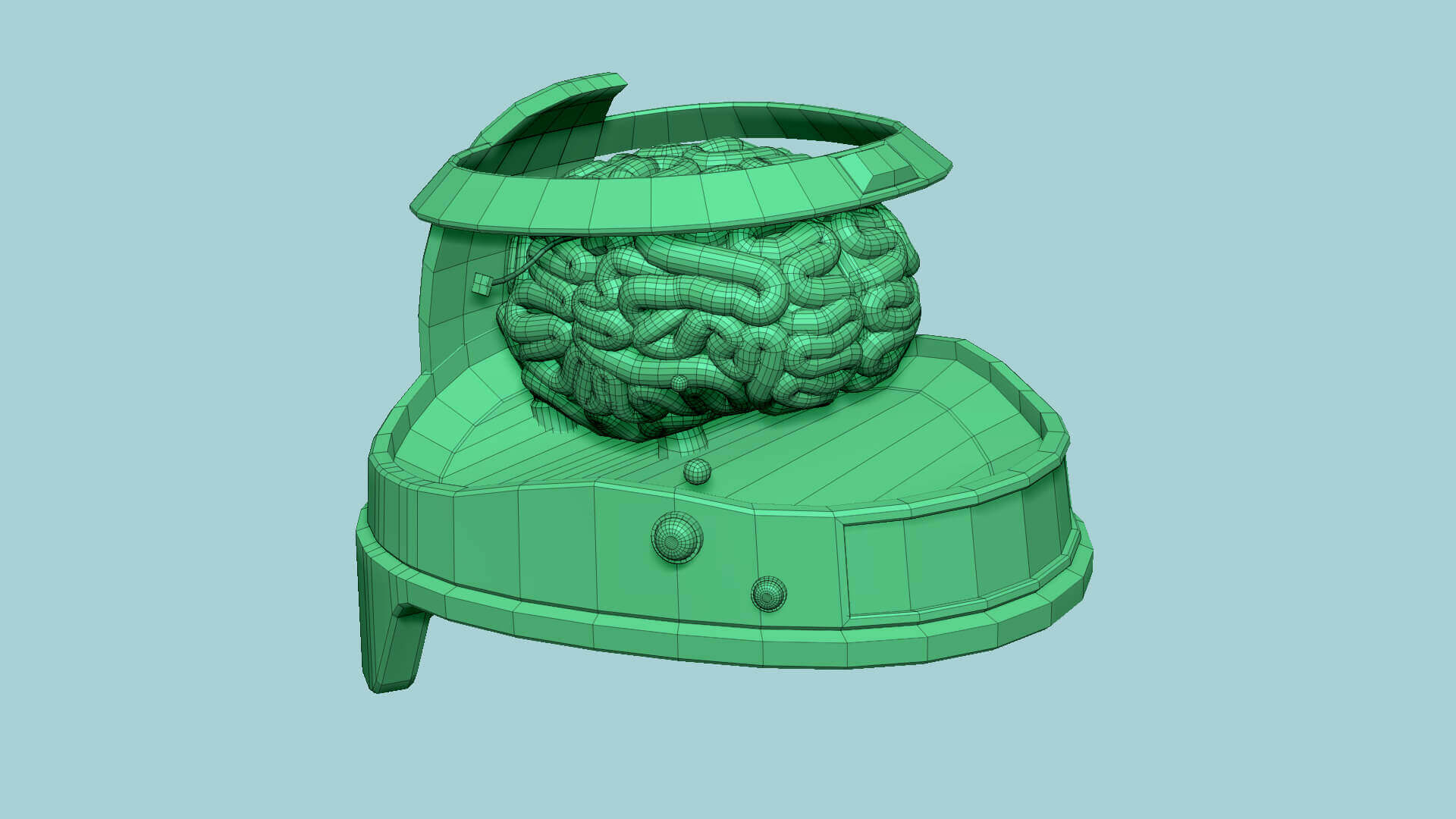 Sci-Fi Brain Helmet 04 - White and Gold 3D Model by gsommer