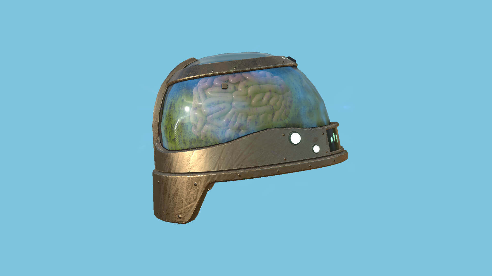 Sci-Fi Brain Helmet 06 - Bronze Dirt 3D Model by gsommer