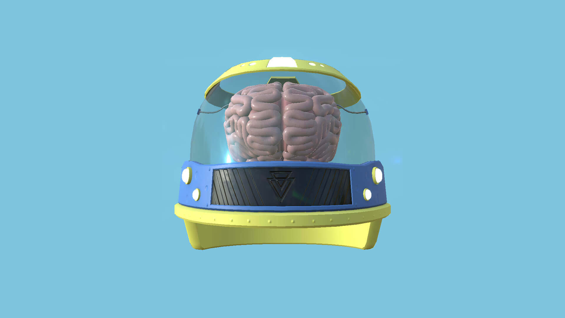 Sci-Fi Brain Helmet 07 - Blue Yellow 3D Model by gsommer