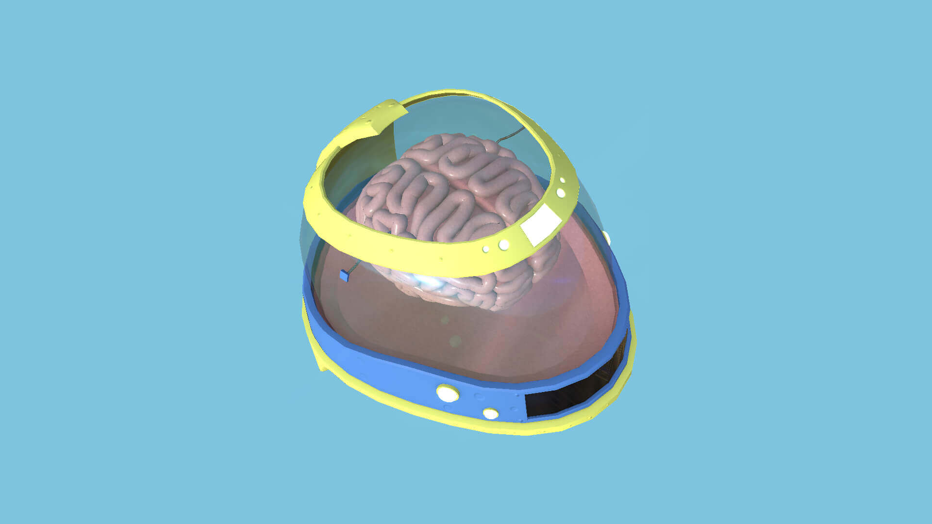 Sci-Fi Brain Helmet 07 - Blue Yellow 3D Model by gsommer