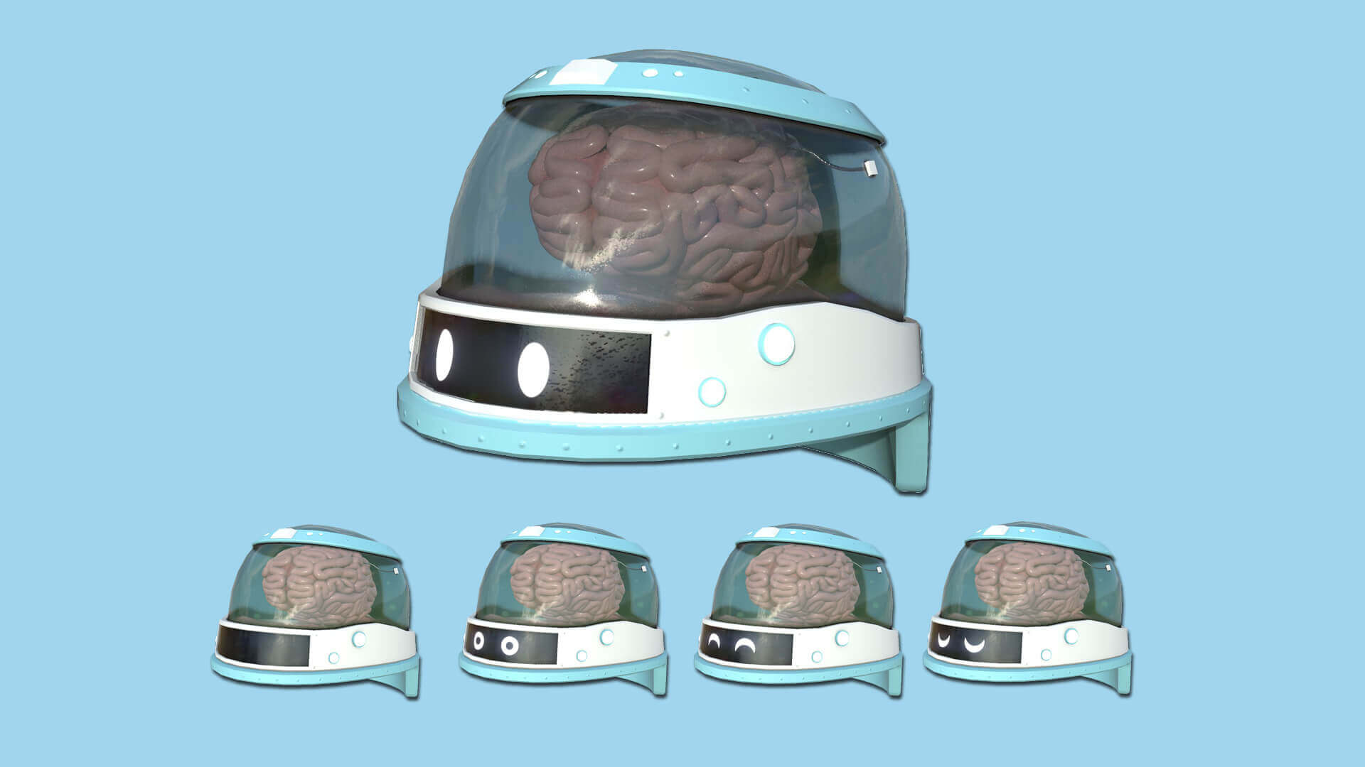 Sci-Fi Brain Helmet 08 - Faces 3D Model by gsommer