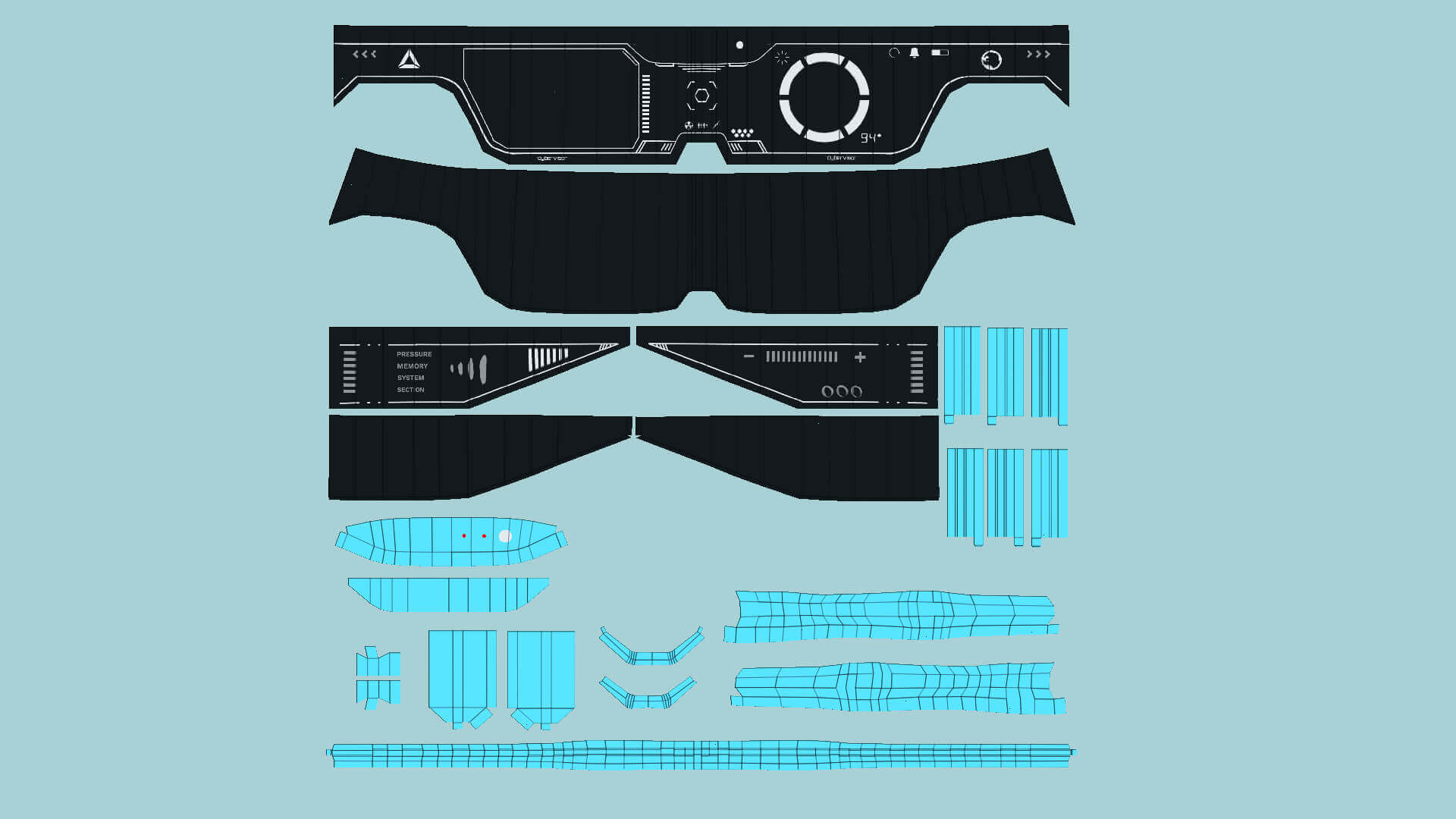 Sci-Fi Glasses Visor Model A 08 - Light Blue by gsommer