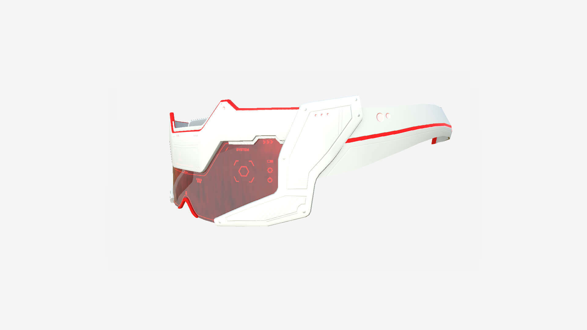 Sci-Fi Glasses Visor Model F 04 - White and Red by gsommer