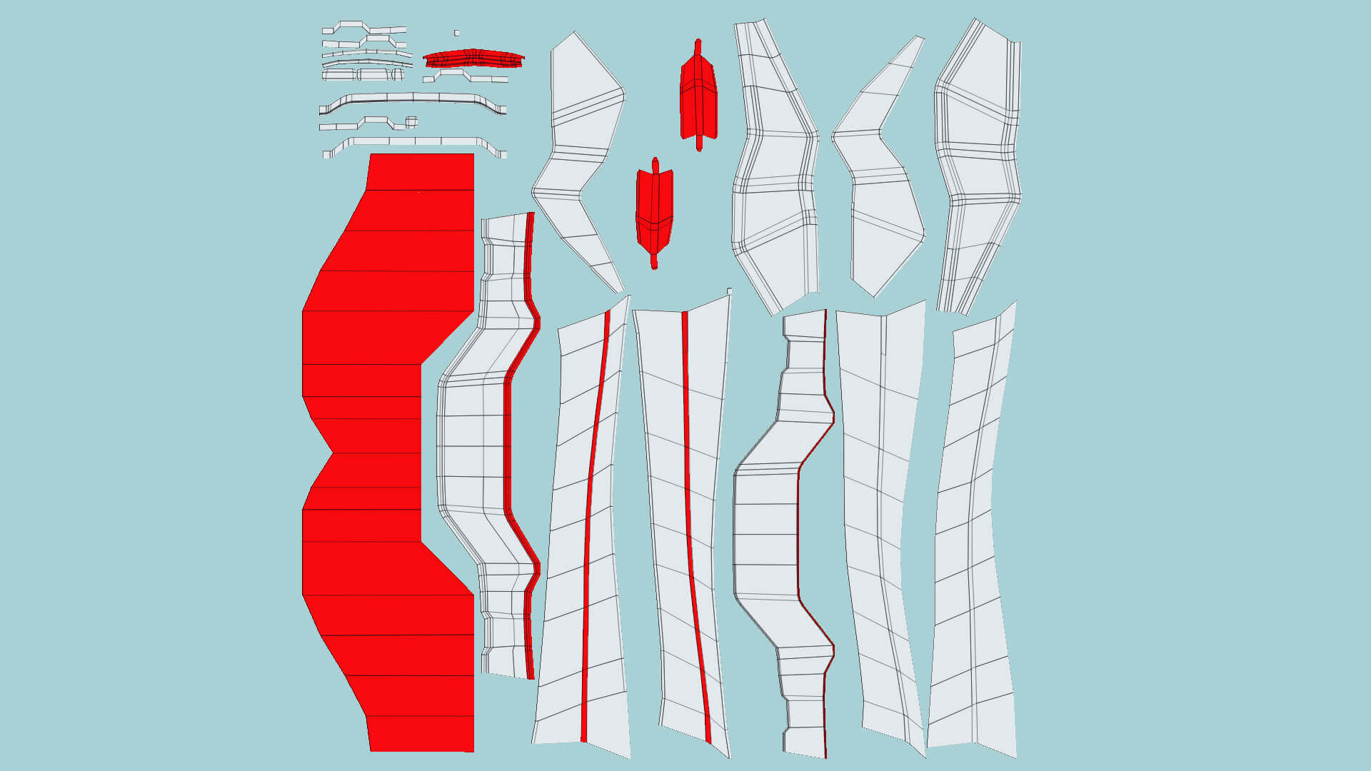 Sci-Fi Glasses Visor Model F 04 - White and Red by gsommer
