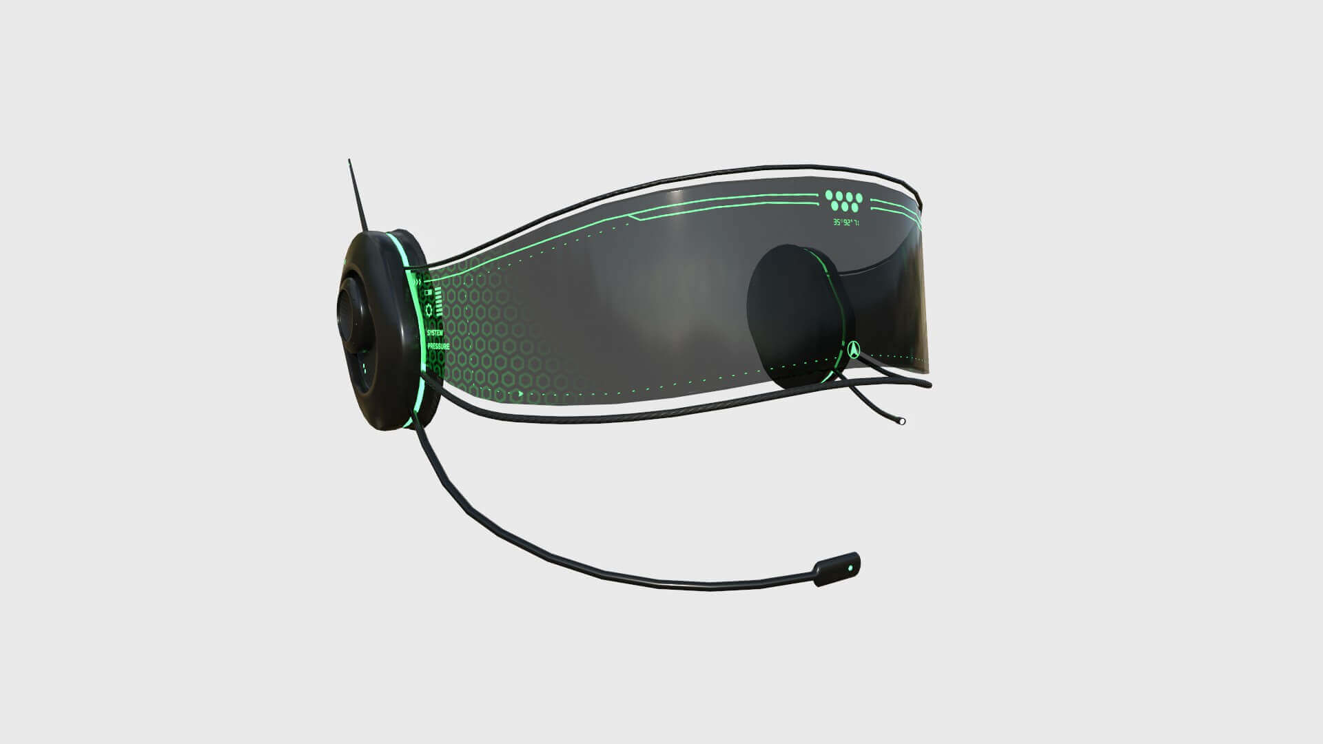 Sci-Fi Glasses Visor Model H 02 - Black and Green by gsommer