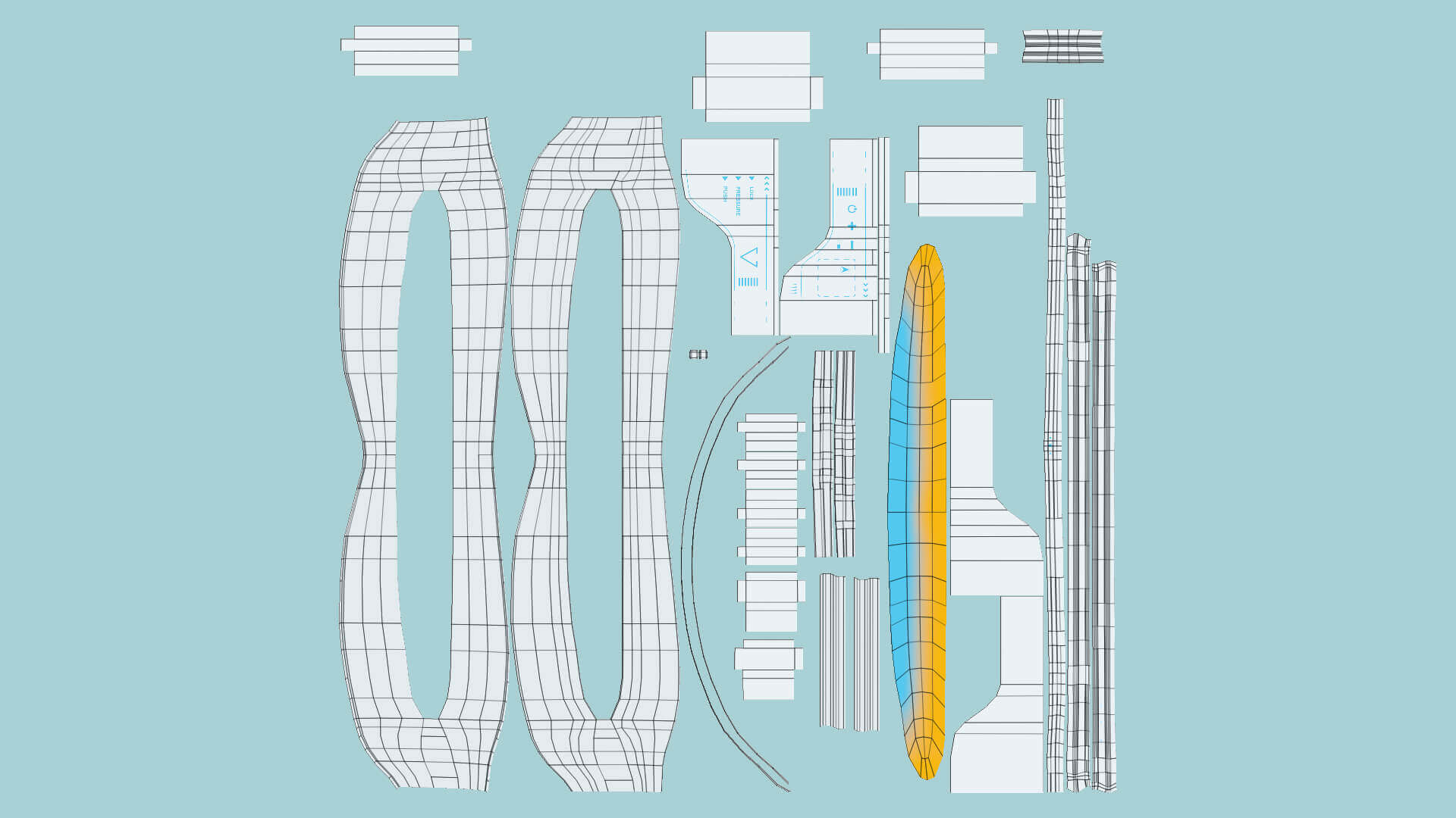 Sci-Fi Glasses Visor Model I 08 - White and Blue Gold by gsommer