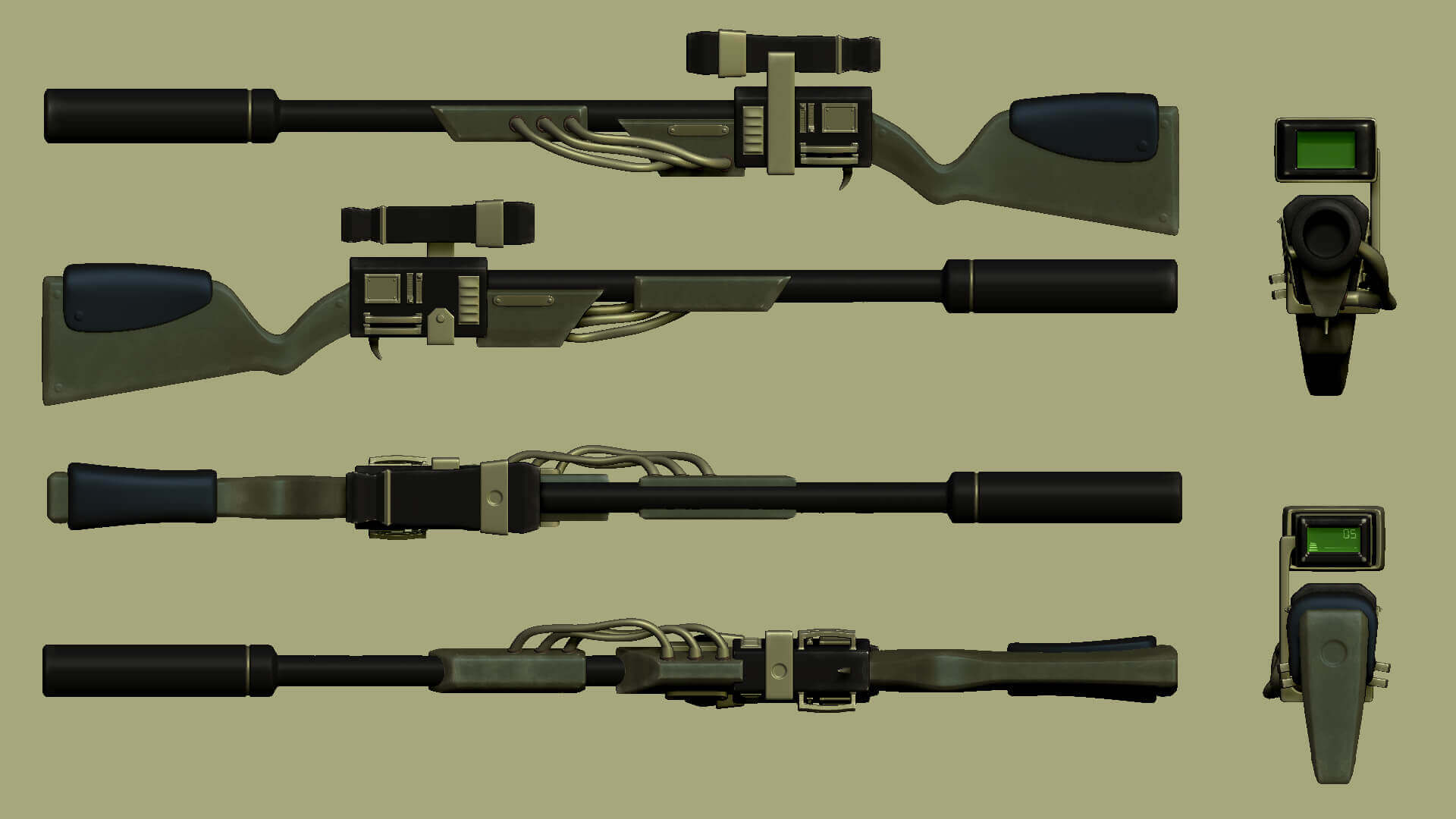 Sci-Fi Gun 03 - Sniper Rifle 3D Model by gsommer