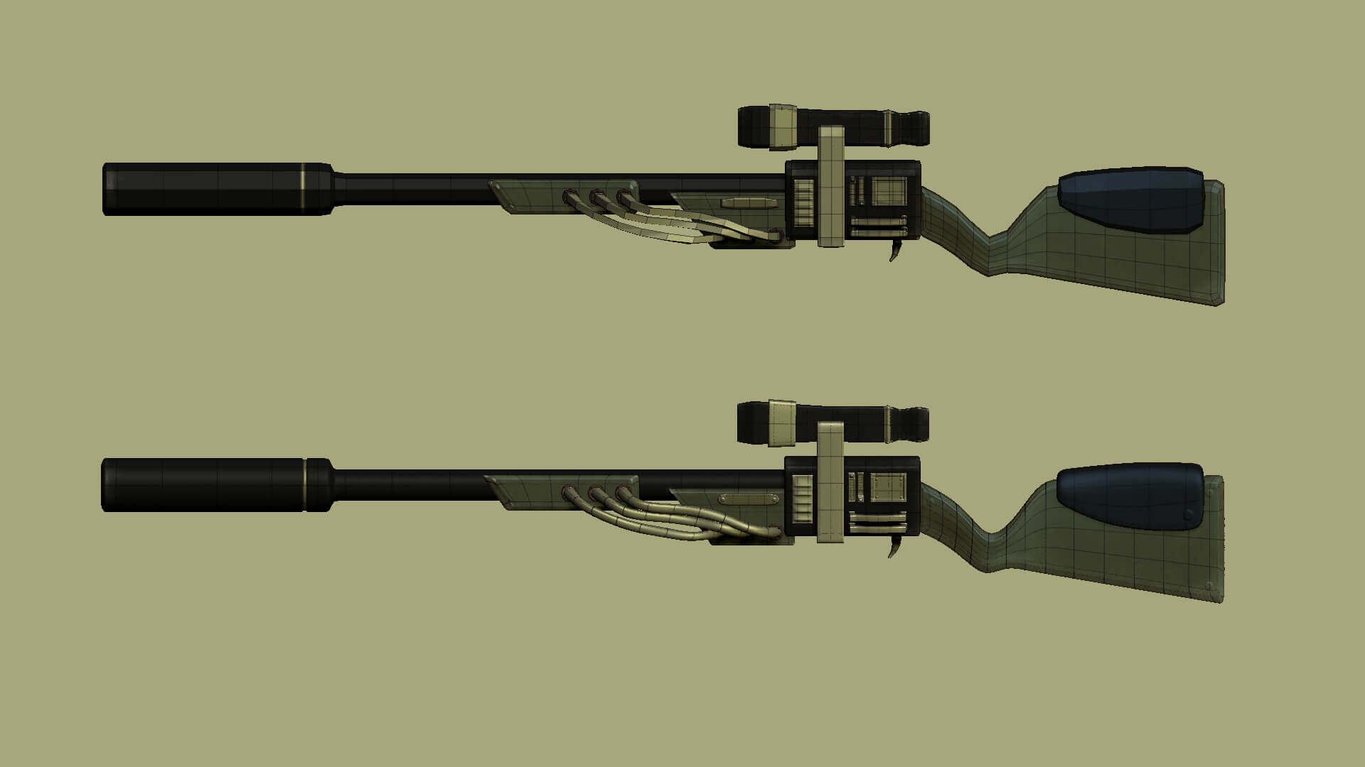 Sci-Fi Gun 03 - Sniper Rifle 3D Model by gsommer