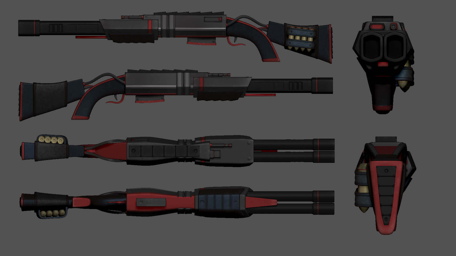 Sci-Fi Gun 05 - Black Shotgun 3D Model by gsommer