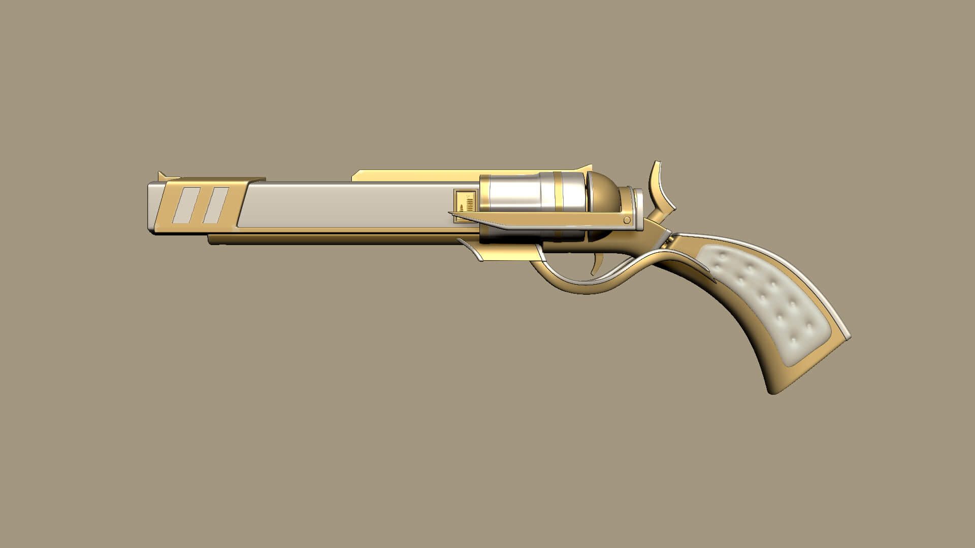 Sci-Fi Gun 07 - Golden Revolver 3D Model by gsommer