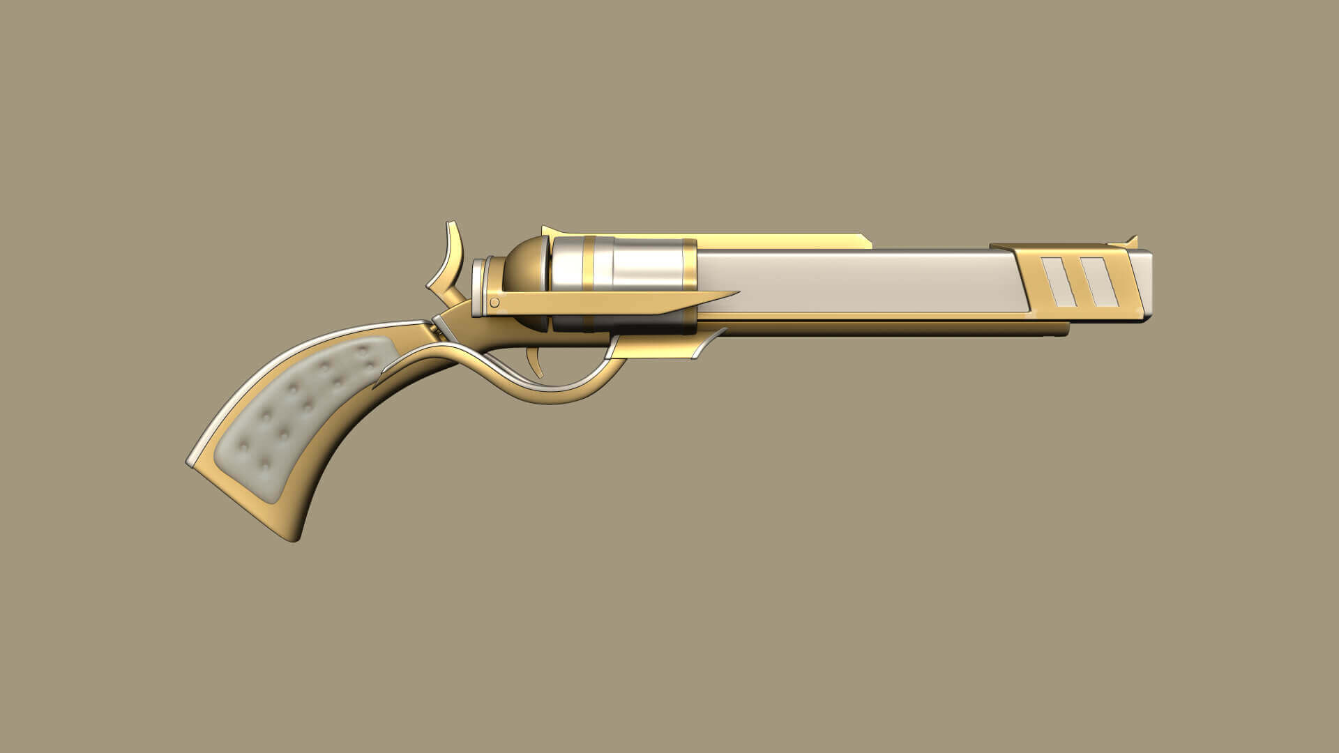 Sci-Fi Gun 07 - Golden Revolver 3D Model by gsommer