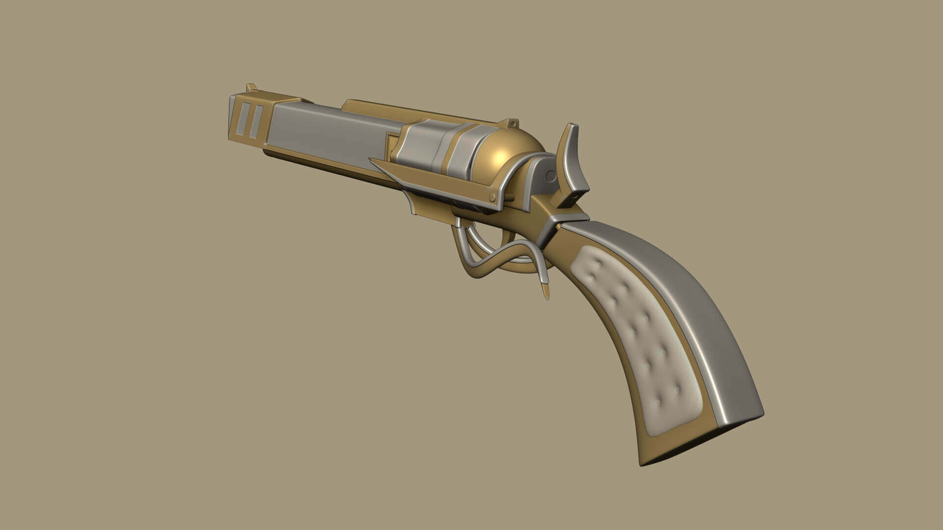 Sci-Fi Gun 07 - Golden Revolver 3D Model by gsommer