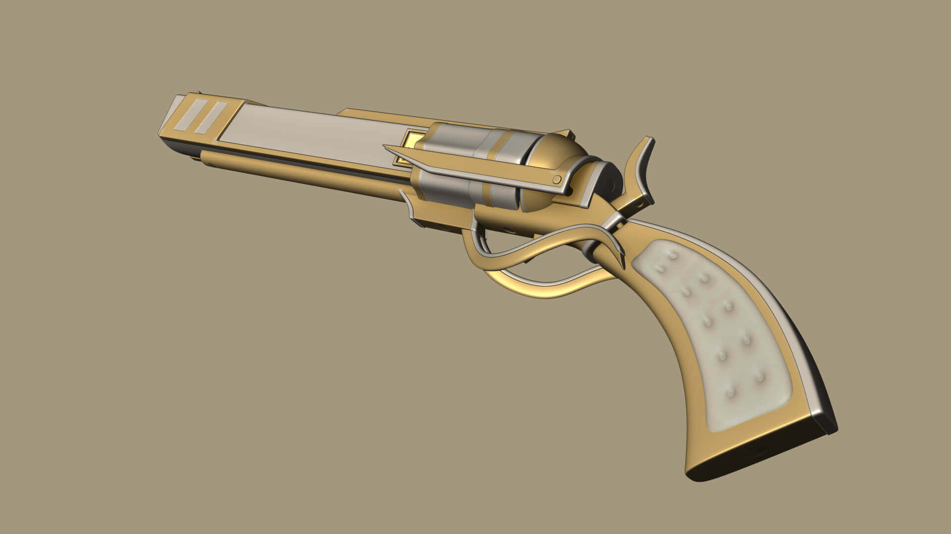 Sci-Fi Gun 07 - Golden Revolver 3D Model by gsommer