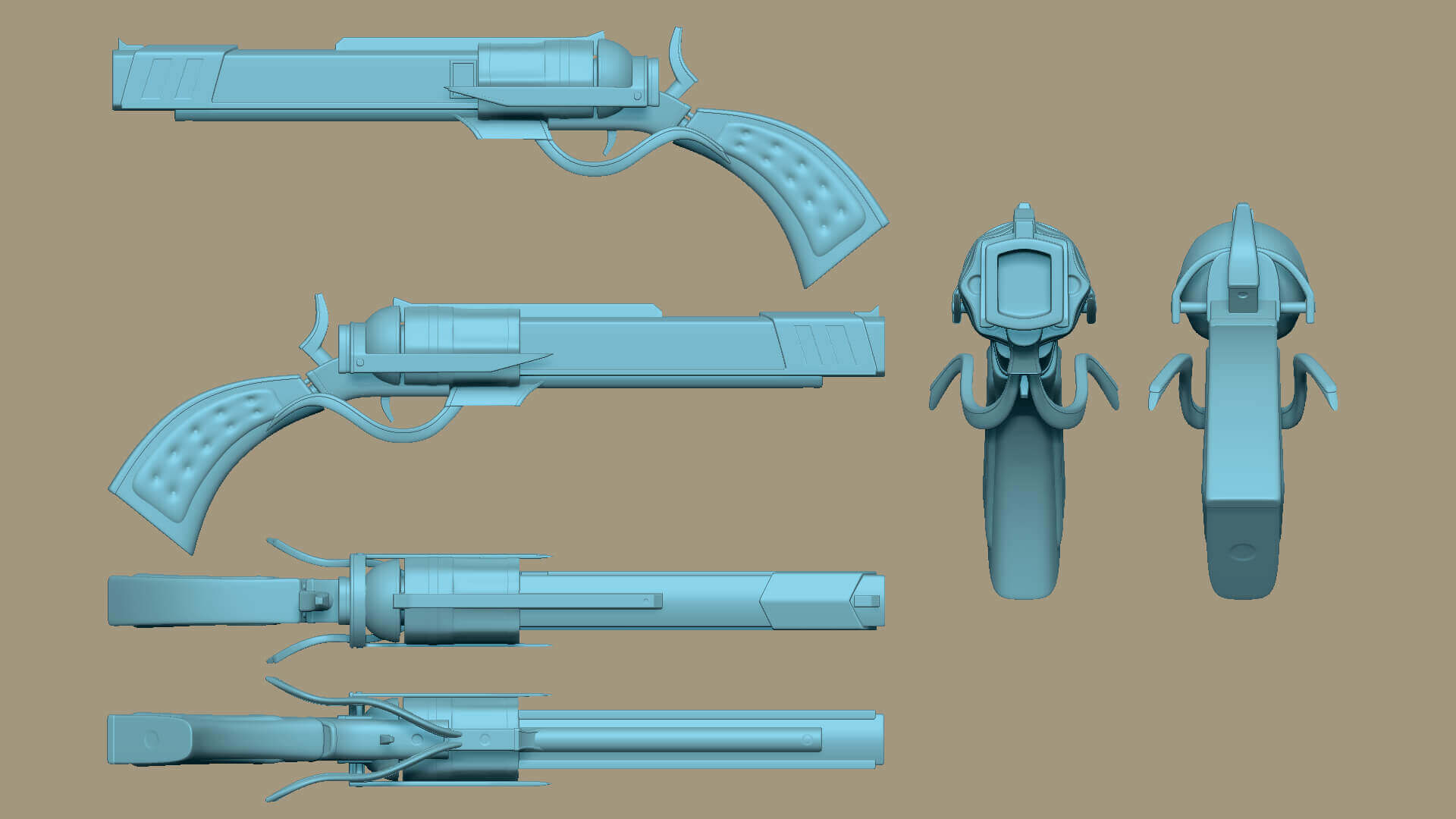 Sci-Fi Gun 07 - Golden Revolver 3D Model by gsommer