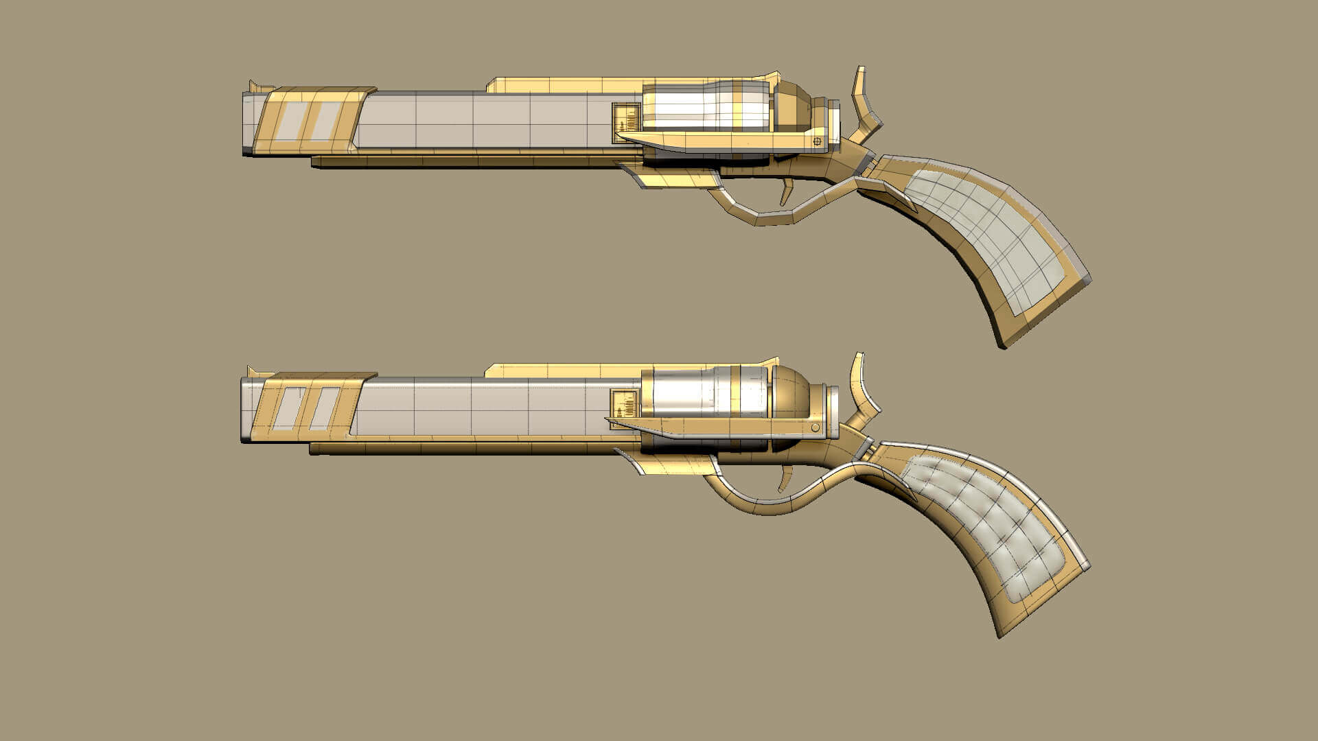 Sci-Fi Gun 07 - Golden Revolver 3D Model by gsommer