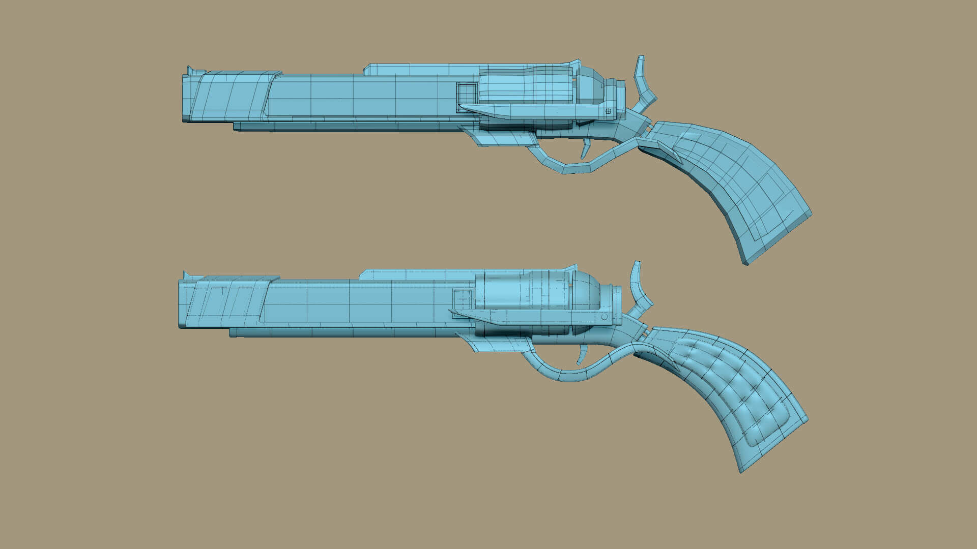 Sci-Fi Gun 07 - Golden Revolver 3D Model by gsommer