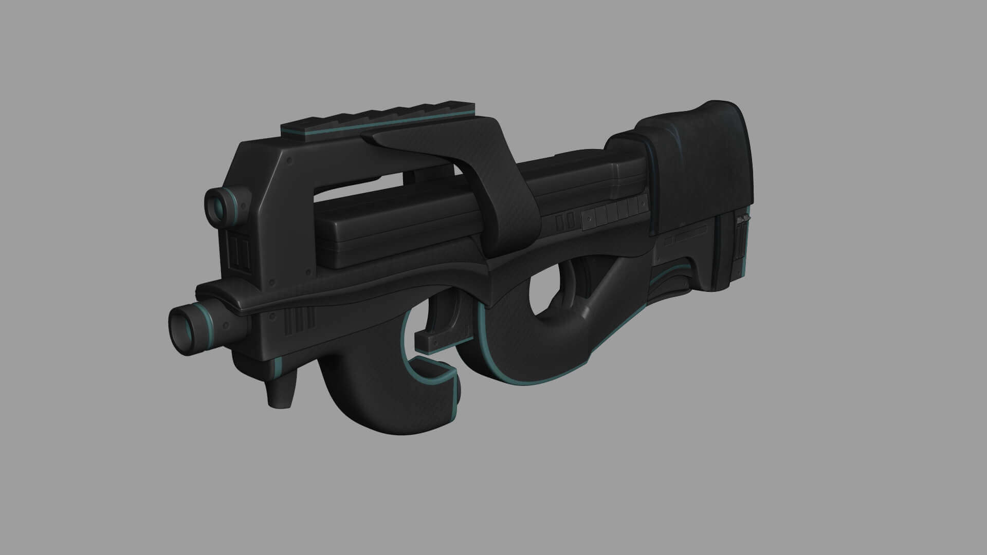 Sci-Fi Gun 09 - Carbon Fiber P90 3D Model by gsommer