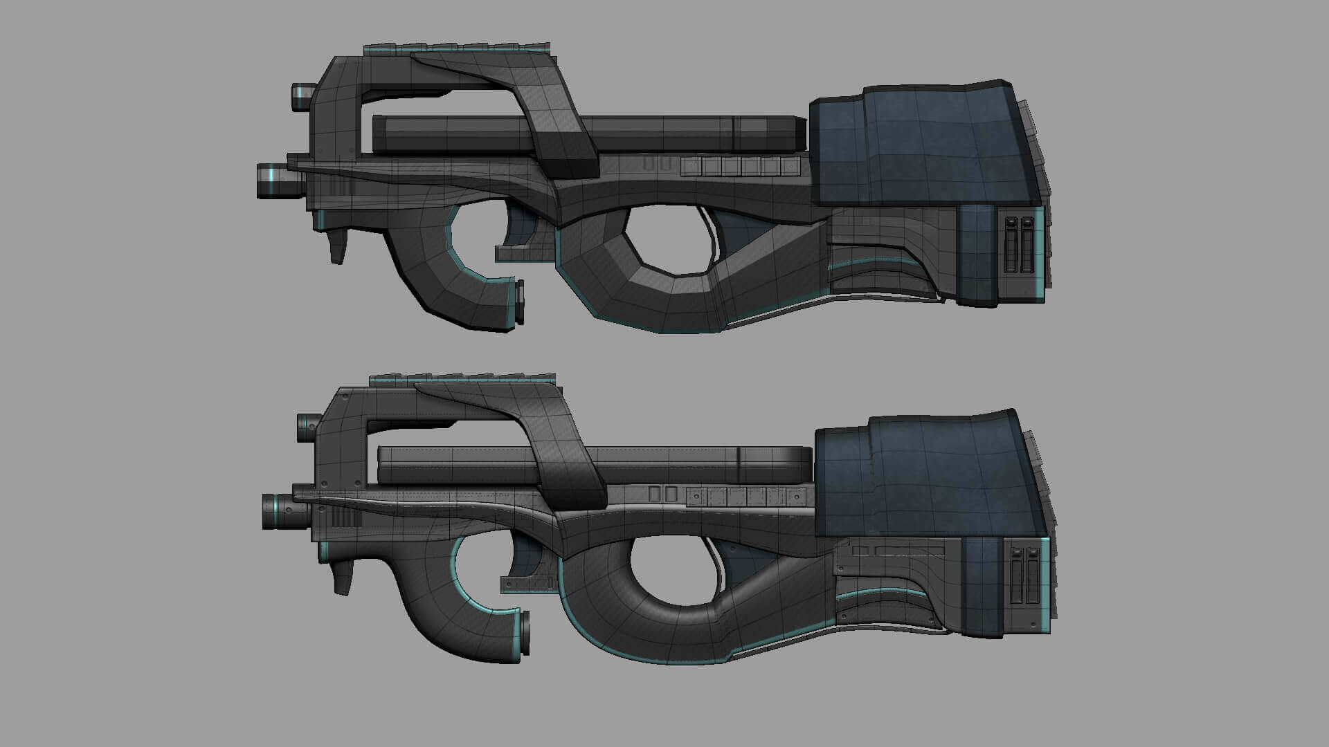 Sci-Fi Gun 09 - Carbon Fiber P90 3D Model by gsommer