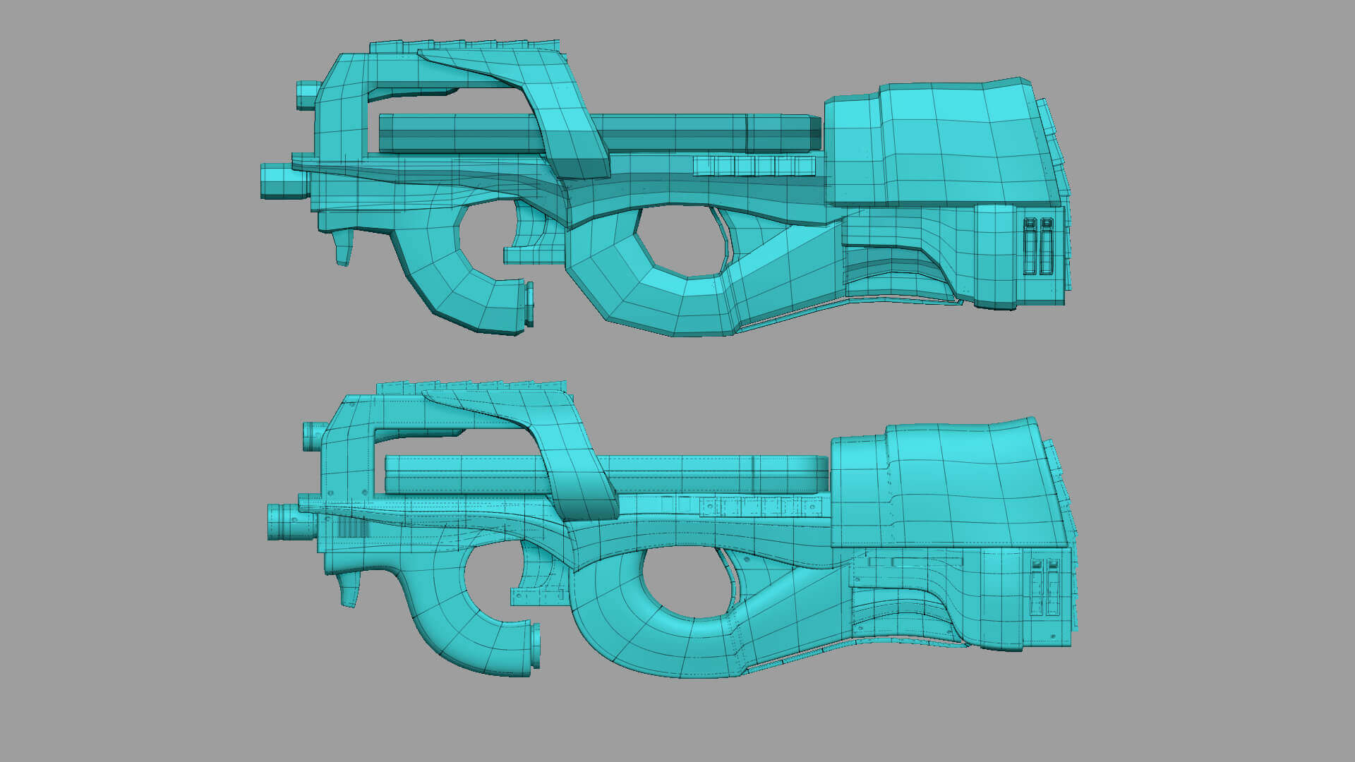 Sci-Fi Gun 09 - Carbon Fiber P90 3D Model by gsommer
