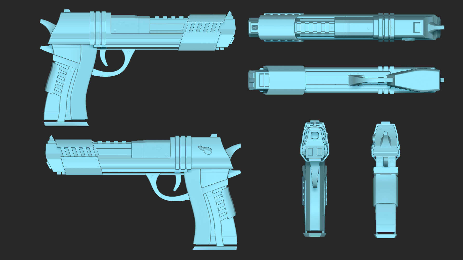 Sci-Fi Gun 11 - Golden Desert 3D Model by gsommer
