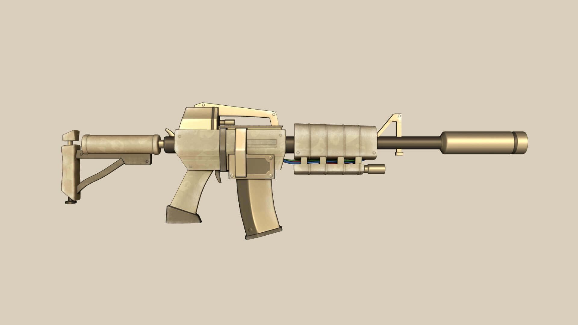 Sci-Fi Gun 14 - M4a1-S Desert 3D Model by gsommer