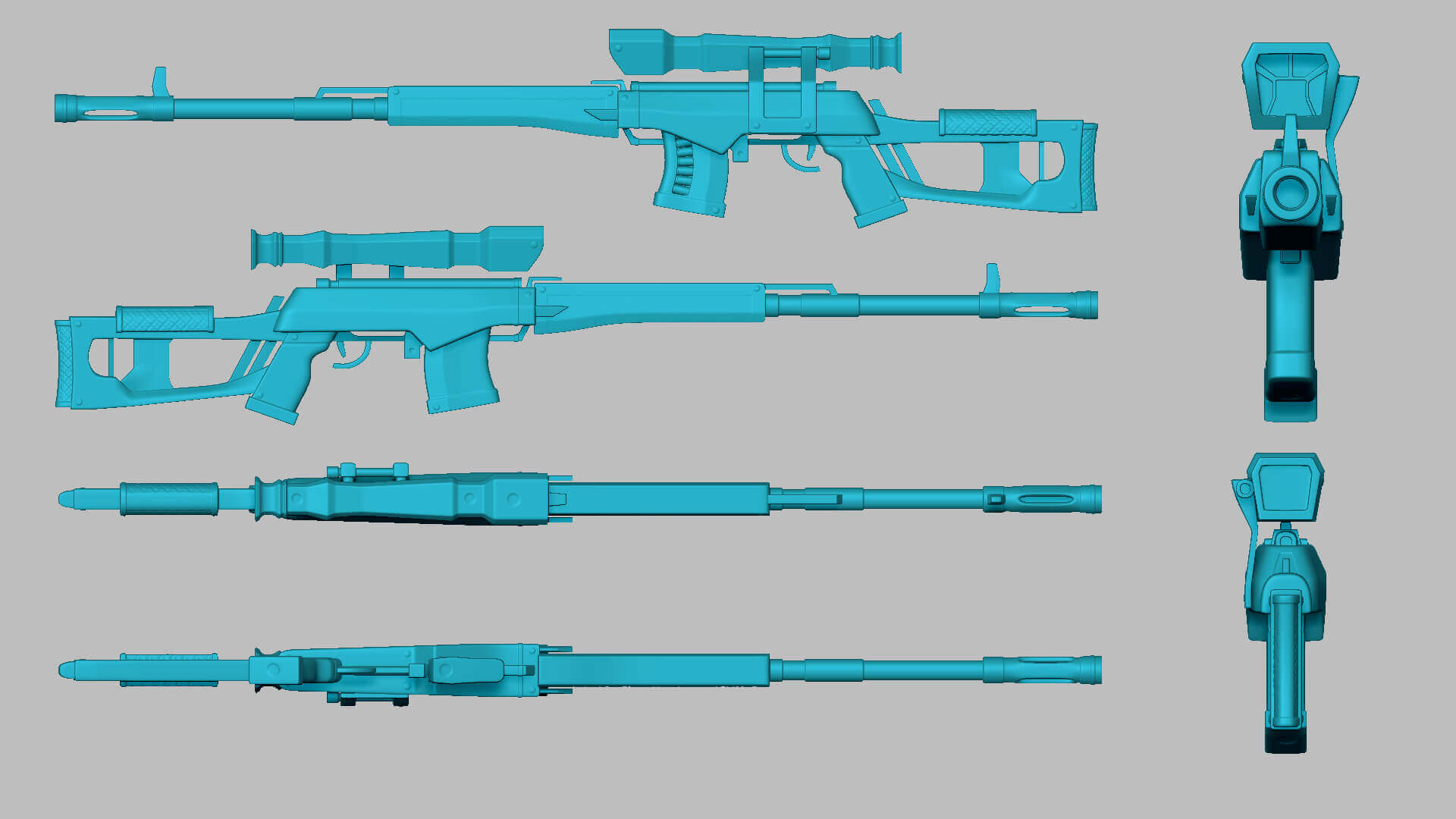 Sci-Fi Gun 15 - Dragunov Sniper 3D Model by gsommer