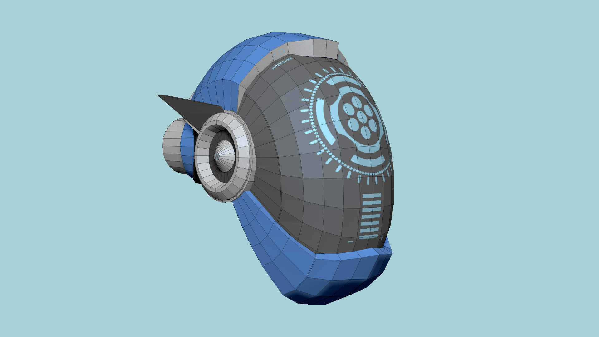 Sci-Fi Helmet 03 - Steel Blue 3D Model by gsommer