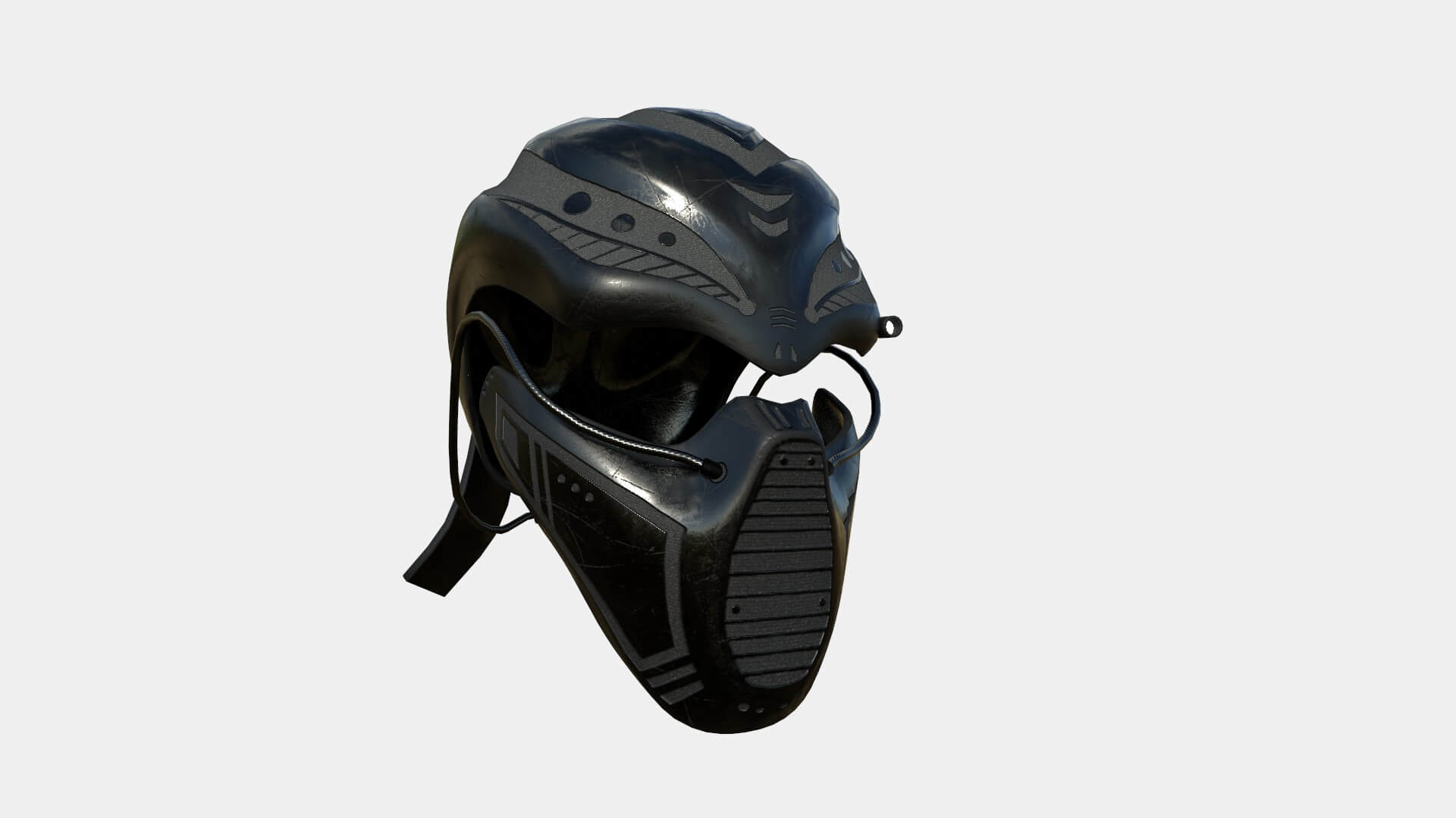 Sci-Fi Ninja Mask A 01 - Black Latex 3D Model by gsommer