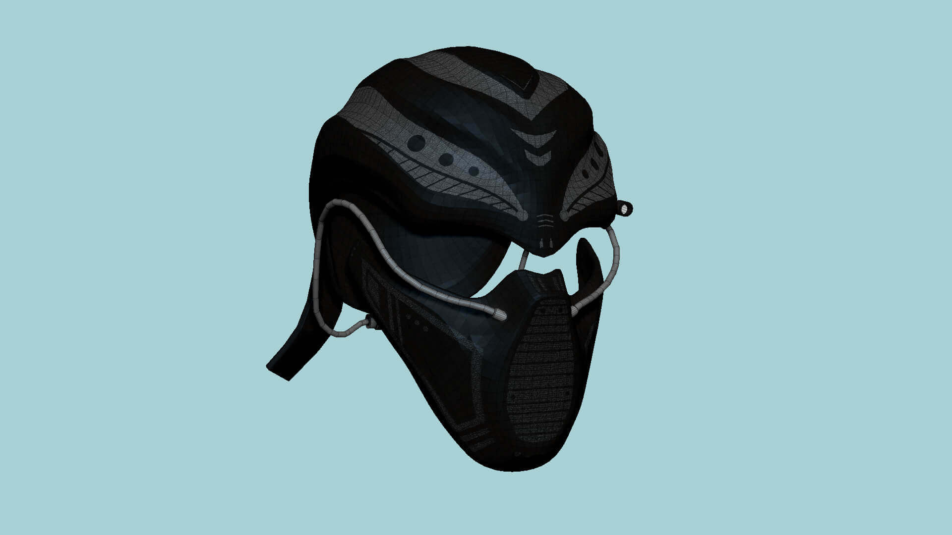 Sci-Fi Ninja Mask A 02 - Black Rubber 3D Model by gsommer