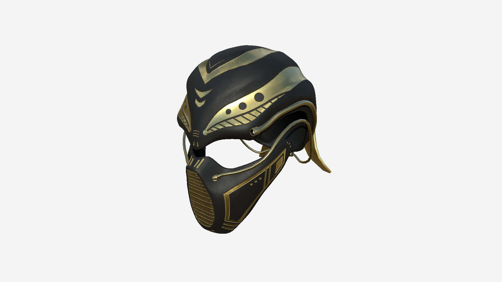 Sci-Fi Ninja Mask A 06 - Black and Gold 3D Model by gsommer