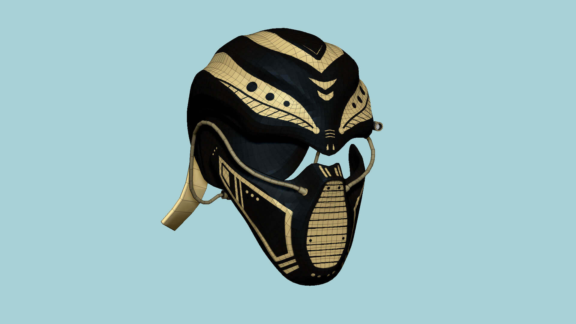Sci-Fi Ninja Mask A 06 - Black and Gold 3D Model by gsommer