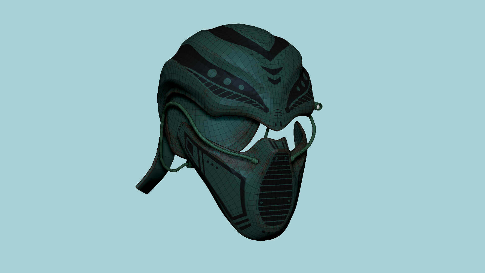 Sci-Fi Ninja Mask A 08 - Dark Green 3D Model by gsommer