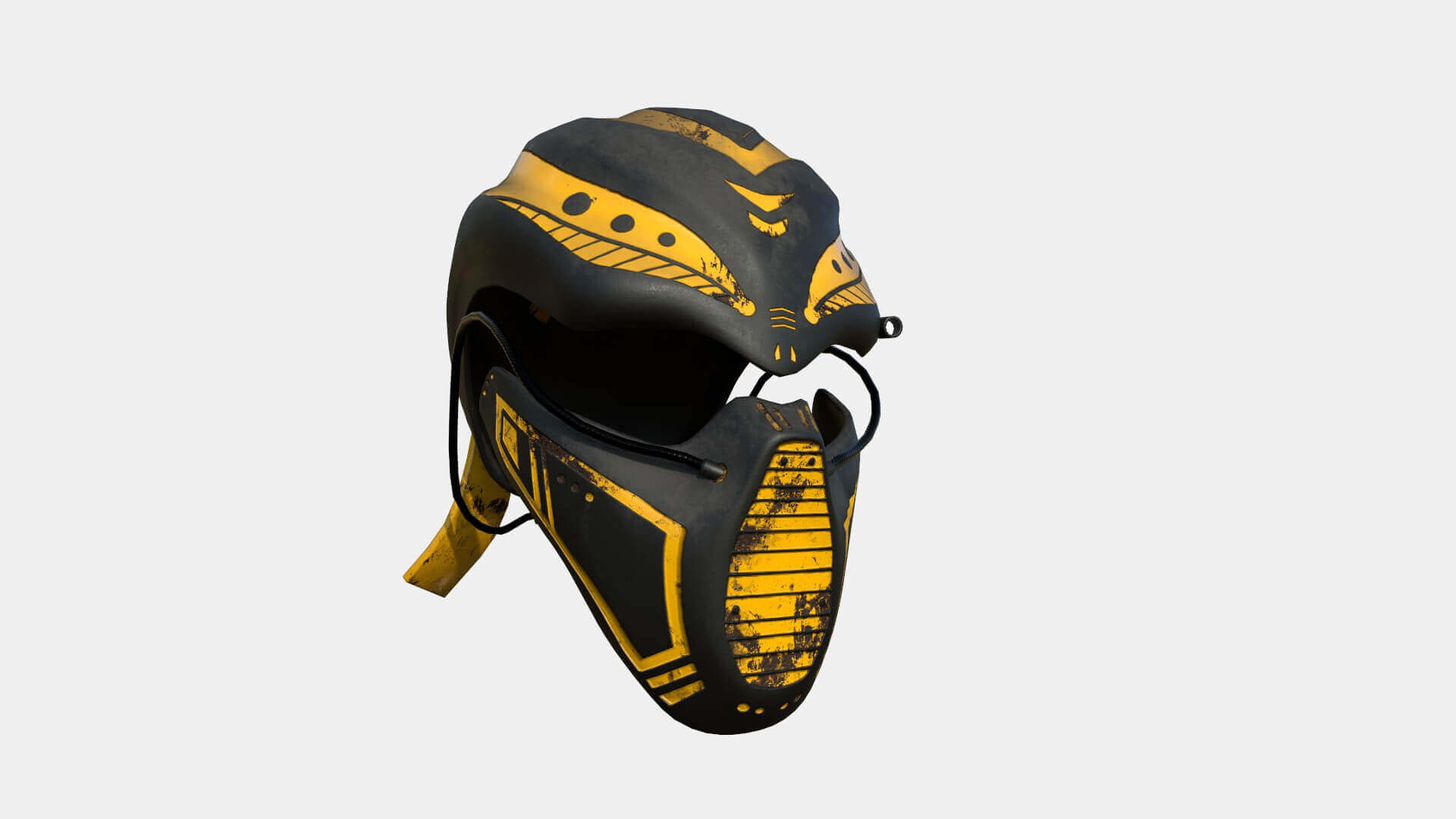 Sci-Fi Ninja Mask A 09 - Black and Yellow 3D Model by gsommer