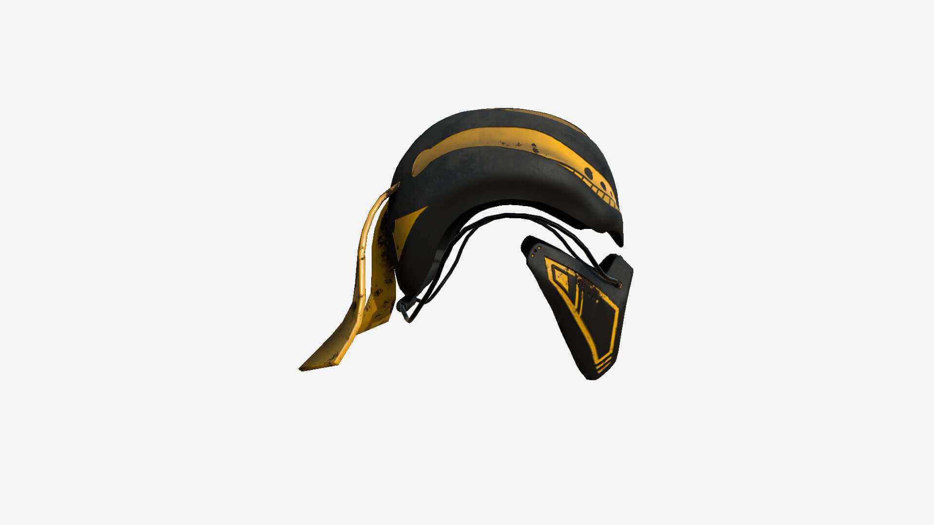 Sci-Fi Ninja Mask A 09 - Black and Yellow 3D Model by gsommer