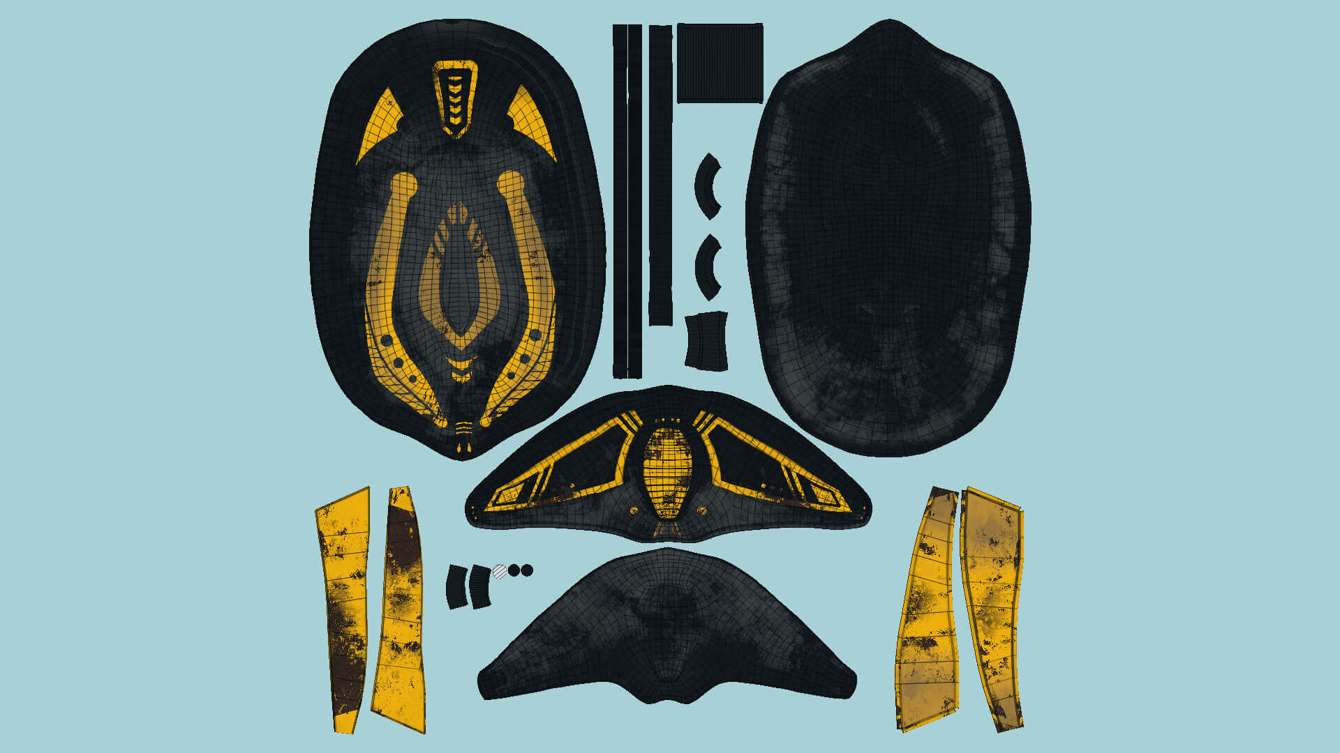 Sci-Fi Ninja Mask A 09 - Black and Yellow 3D Model by gsommer