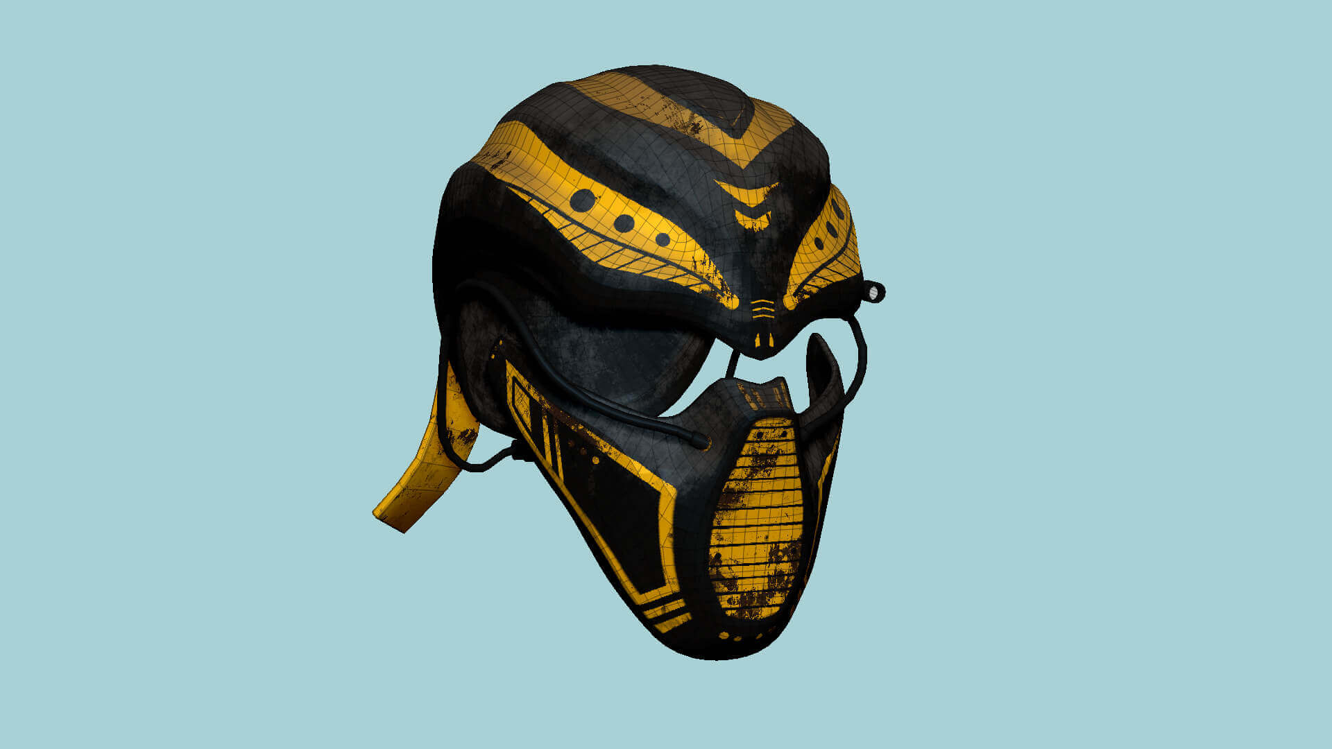 Sci-Fi Ninja Mask A 09 - Black and Yellow 3D Model by gsommer
