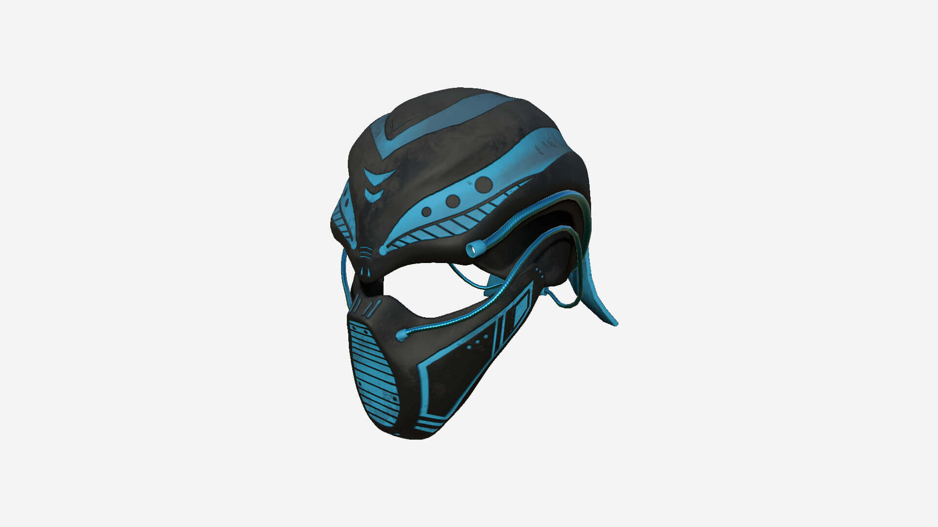 Sci-Fi Ninja Mask A 10 - Black and Blue 3D Model by gsommer