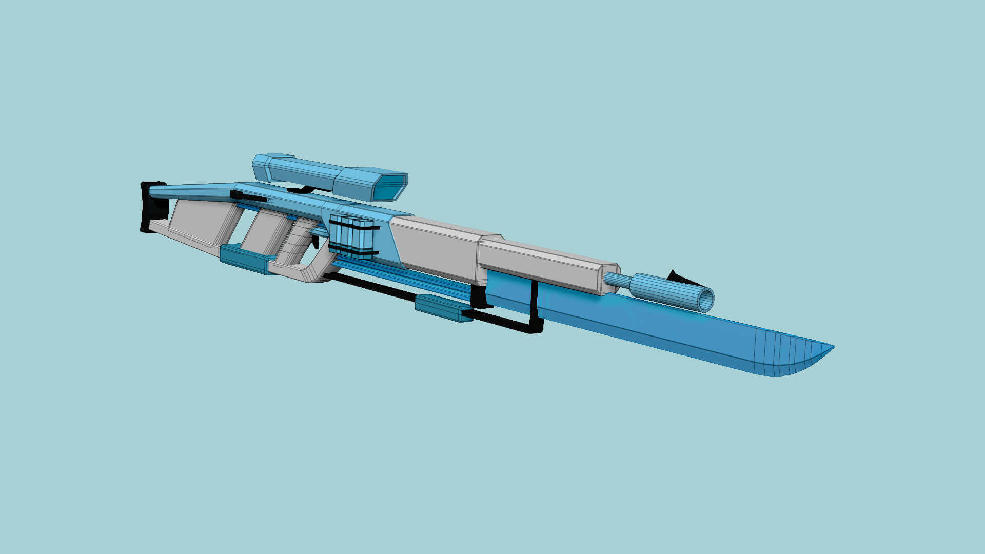 Sci-Fi Sniper Gunblade 01 - White and Blue 3D Model by gsommer