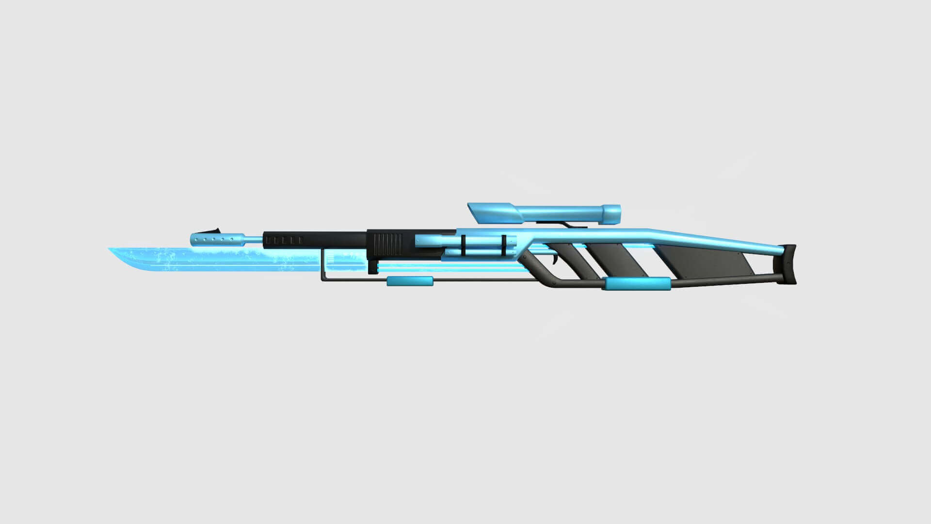 Sci-Fi Sniper Gunblade 02 - Black and Blue 3D Model by gsommer