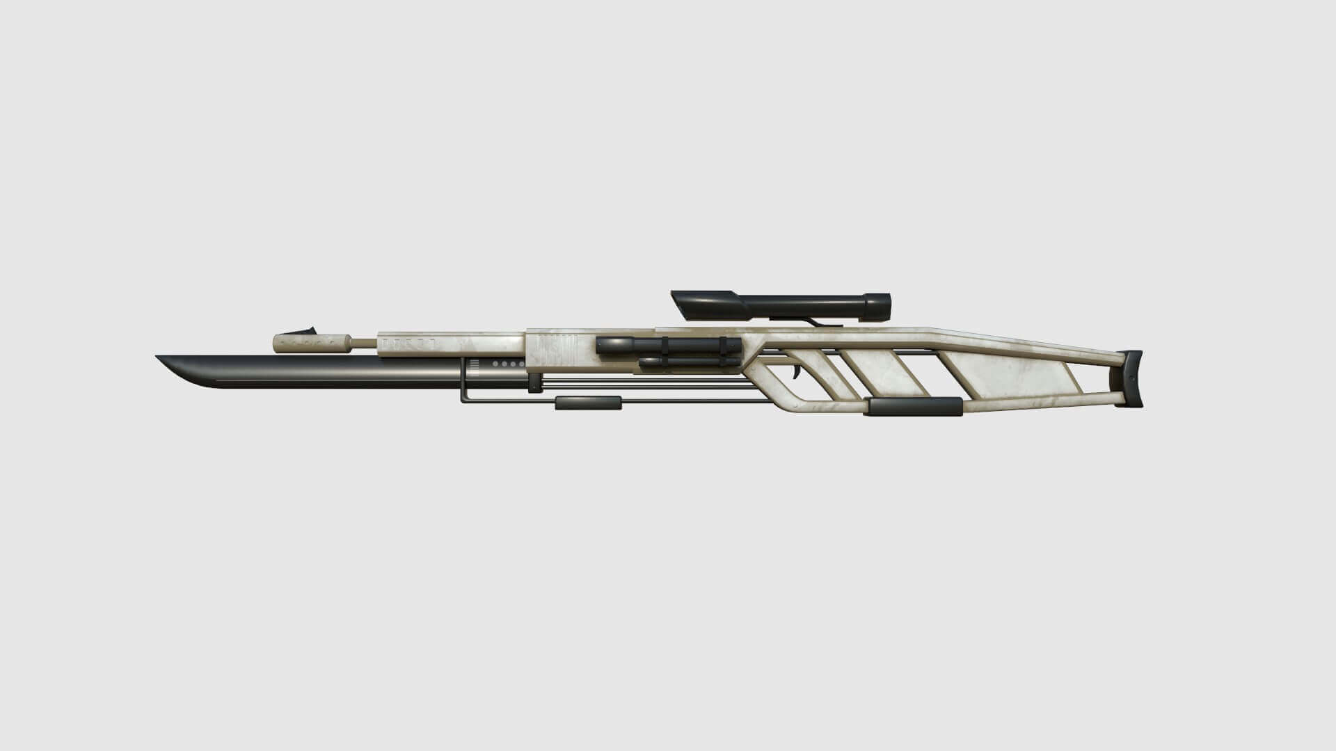 Sci-Fi Sniper Gunblade 07 - White and Black 3D Model by gsommer