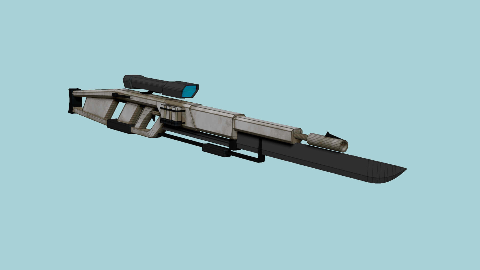 Sci-Fi Sniper Gunblade 07 - White and Black 3D Model by gsommer