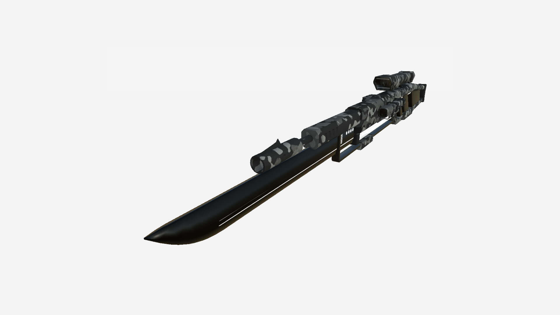 Sci-Fi Sniper Gunblade 08 - Black Camouflage 3D Model by gsommer