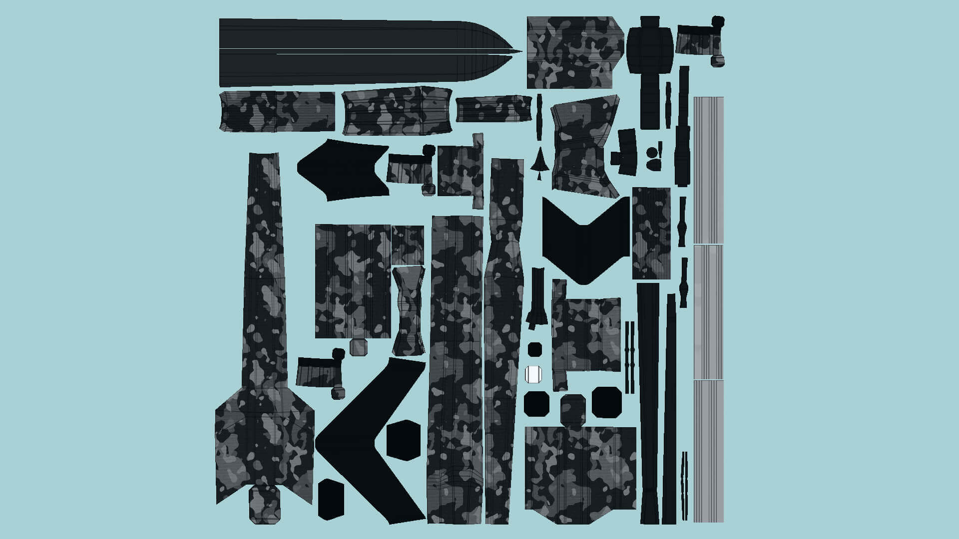 Sci-Fi Sniper Gunblade 08 - Black Camouflage 3D Model by gsommer